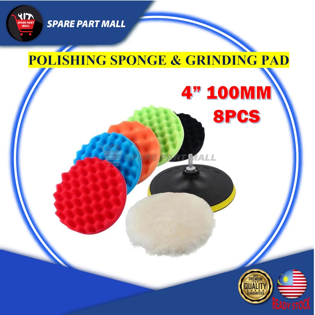 (6/8/22PCS X 4") POLISHING SPONGE & GRINDING PAD 100MM/ ALAT POLISH ...