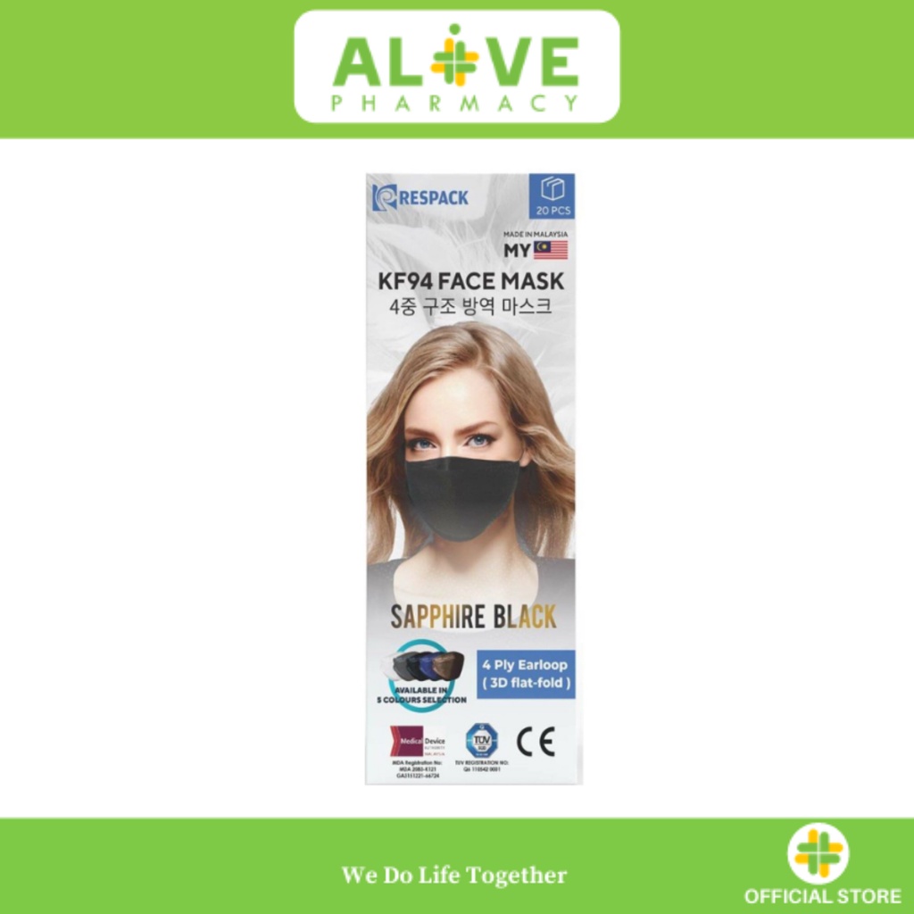 RESPACK 4PLY KF94 FACE MASK- SAPPHIRE BLACK 20'S | Shopee Malaysia