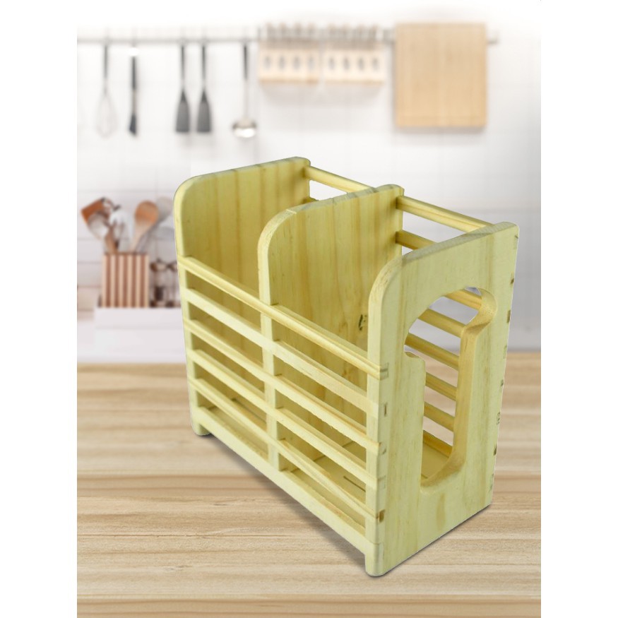 Wooden Utensil Holder Organizer Pemegang Peralatan Kayu | Shopee Malaysia