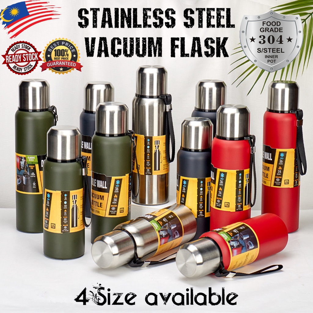 500ML 750ML 1000ML Full Body 304 Stainless Steel Vacuum Flask Thermos ...