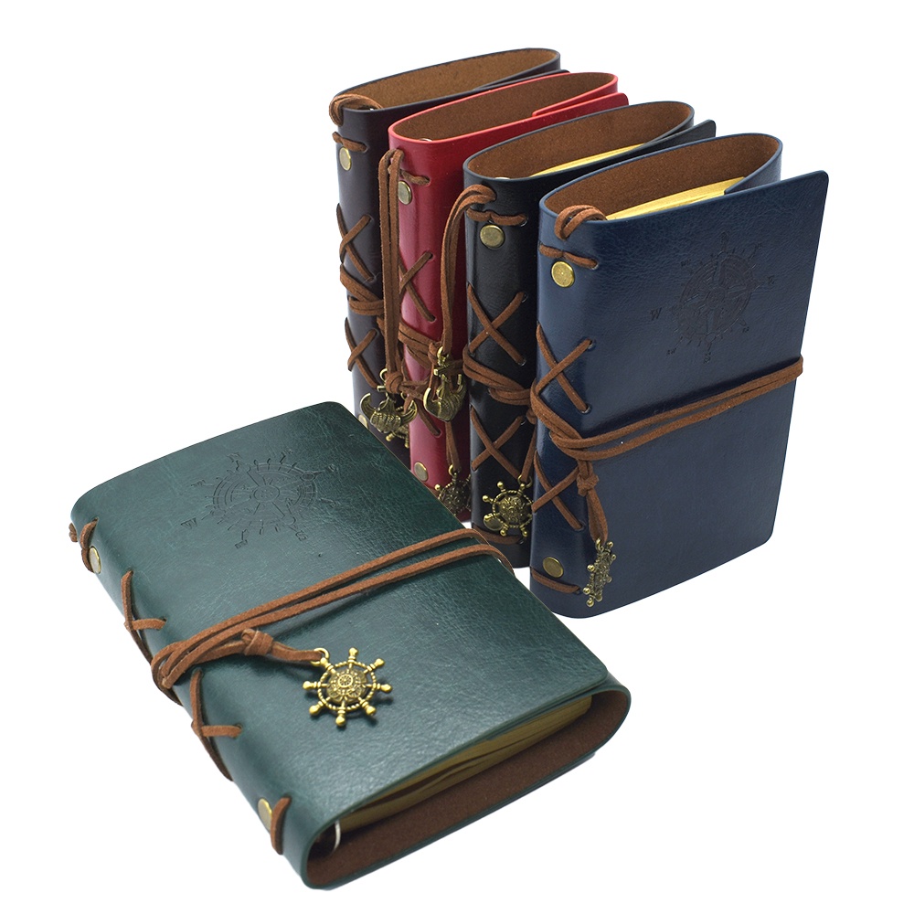 Retro Notebook 13x9 cm BUJO Diary leather soft cover Replaceable kraft ...