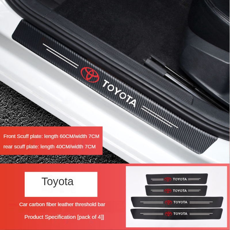 4pcs Toyota Universal Car Door Side Step Threshold Sticker Carbon Fiber ...