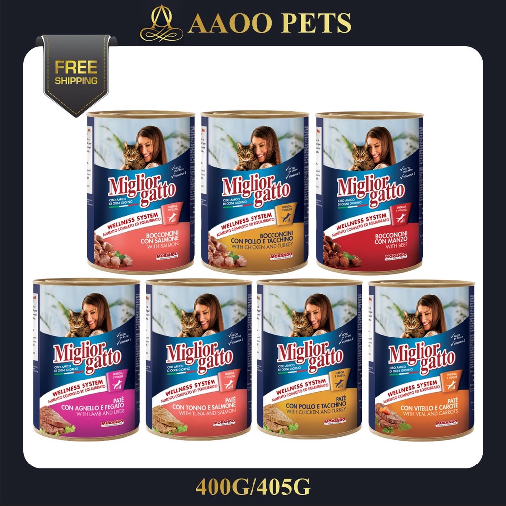 Morando Cat Can Food Migliorgatto Chunks 405G & Pate 400G Lamb Liver ...