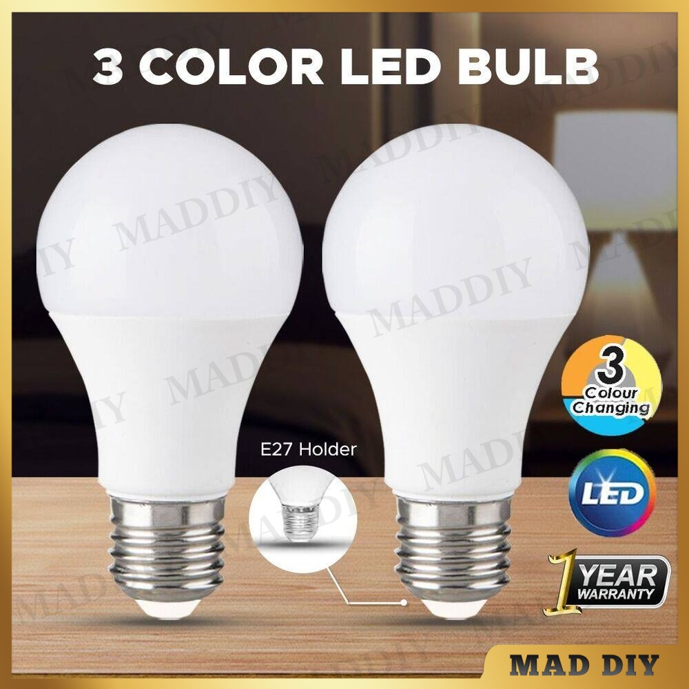 LED BULB 10W E27 3 STEP ON/OFF COLOR CHANGING LED LIGHT BULB | Shopee ...