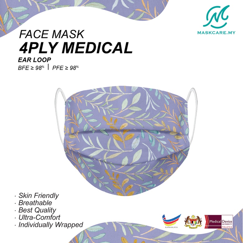 Original SimplyK - 4 Layers Premium Plus Leaf 4 Design Medical Face ...