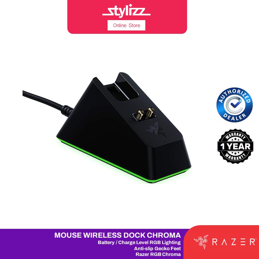 RAZER WIRELESS MOUSE CHARGING DOCK WITH RAZER CHROMA™ RGB - BATTERY ...