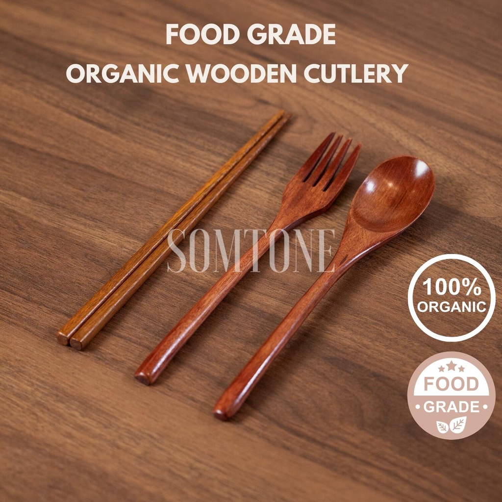 100% Food Grade Organic Wooden Cutlery Set Tableware, Wooden Spoon ...