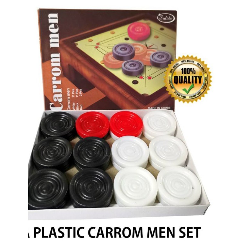 BUAH CARROM PLASTIC WOOD MEN ORIGINAL 💥HOT 24 PCS💥KAROM KAYU PLASTIK ...
