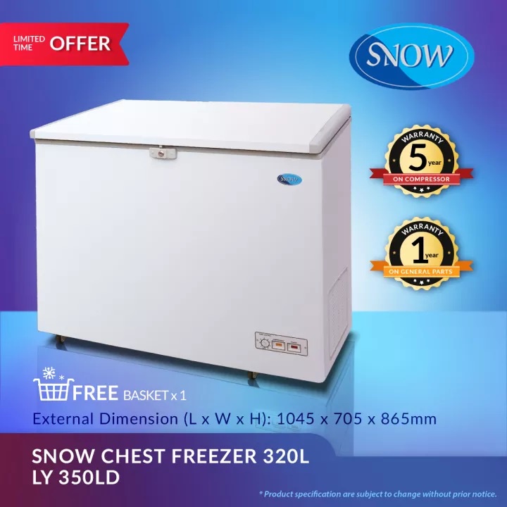 SNOW LY350LD Chest Freezer Top Opening 350 Liter Deep Freezer Peti ...