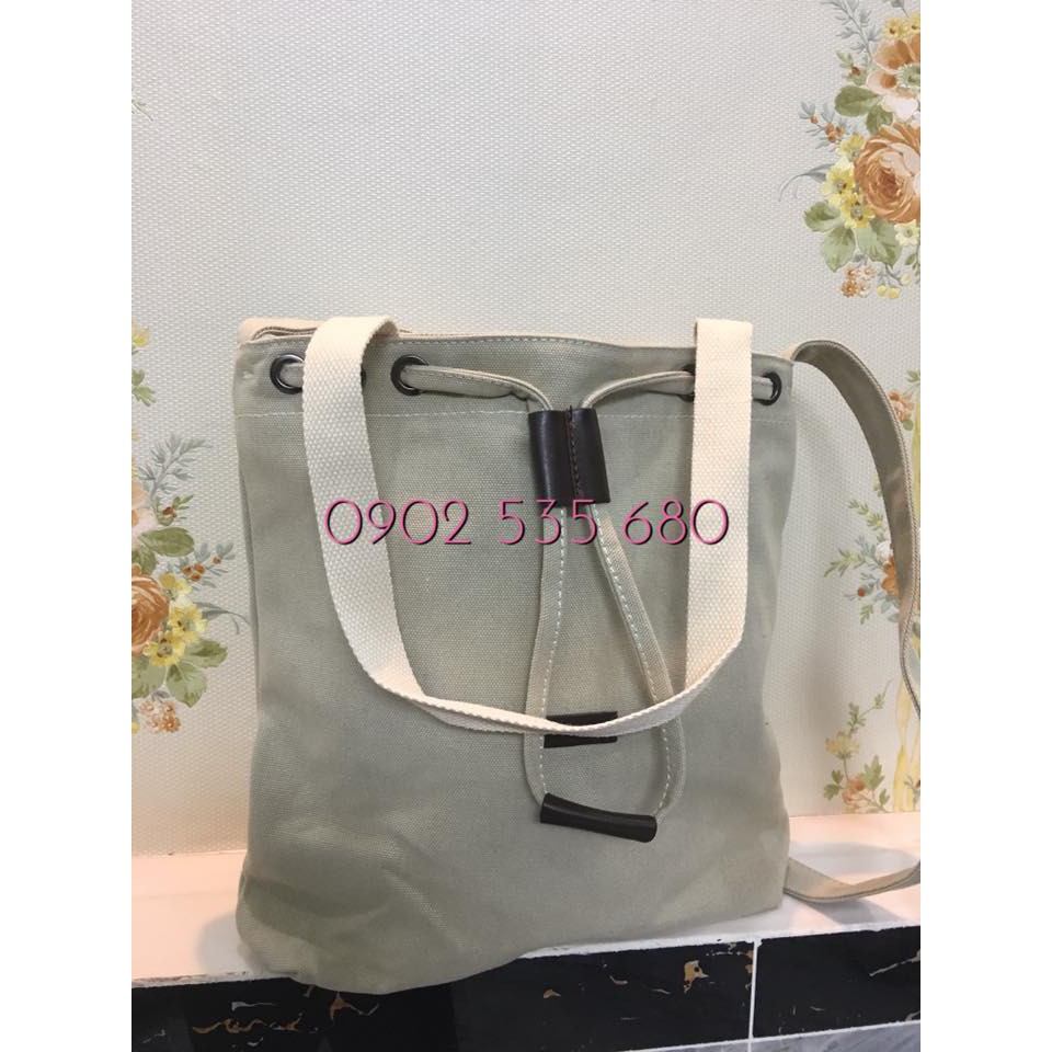 Canvas drawstring backpack bag (Cream white) | Shopee Malaysia