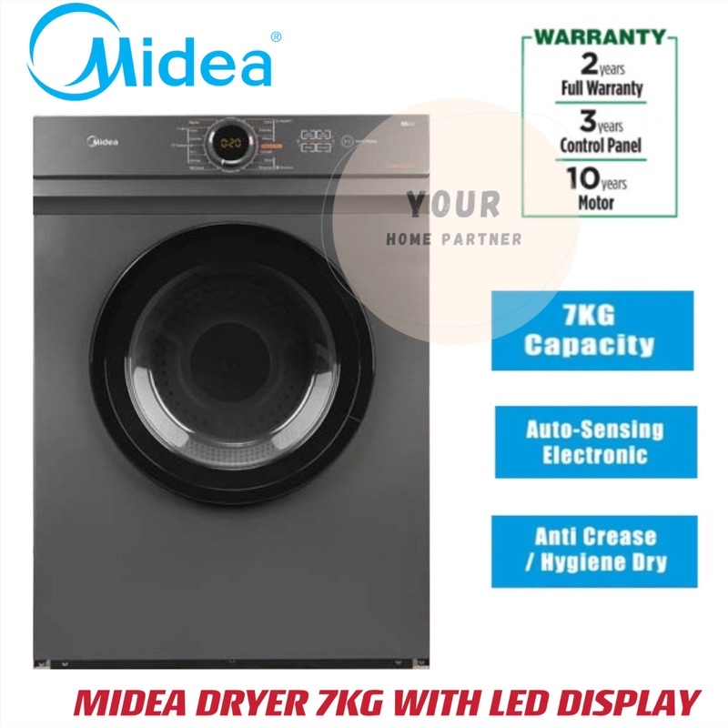 Midea Tumble Dryer 7KG Silver MD-100A70 Mesin Pengering With LED ...