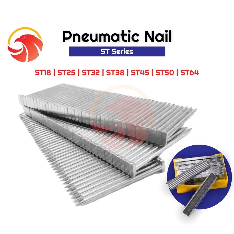 1000Pcs Pneumatic Air Staple Brad Nail Concrete Tacker Nailer Gun ...