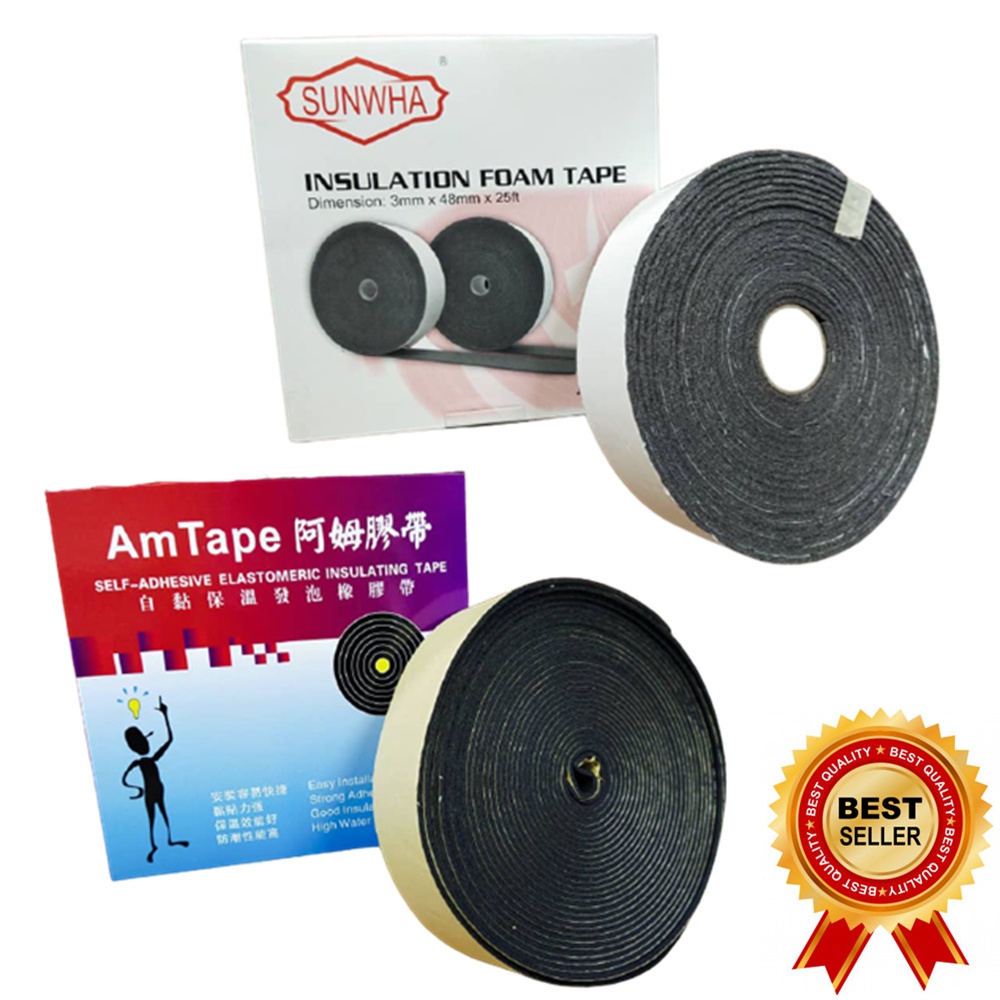 Japan Insulation Foam Tape Strong Sound Aircond Pipe Single Sided Black ...