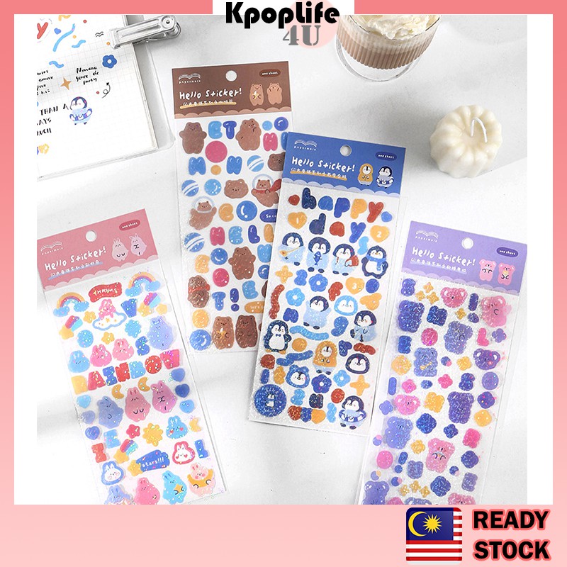 Glitter Cute Deco Sticker Photocard Album Diary DIY Scrapbooking Binder ...