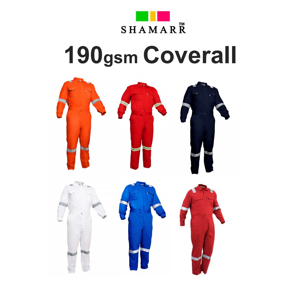SHAMARR 100% PRESHRUNK COTTON SAFETY COVERALL / OVERALL 190GSM | Shopee ...