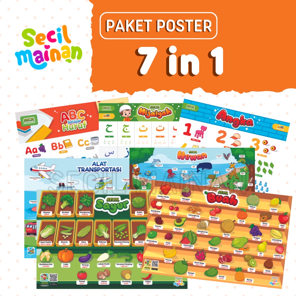 Complete 7 in 1 Kindergarten Educational Poster Package | Shopee Malaysia