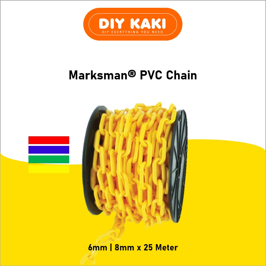 [6mm 8mm x 25 Meter] MARKSMAN PVC Safety Plastic Chain | PVC Rantai ...