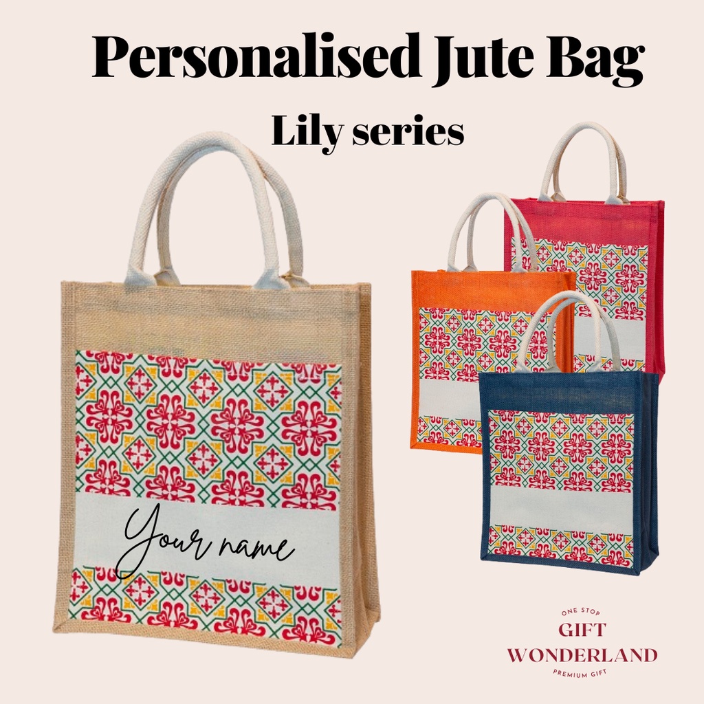 [LILY SERIES] Personalised Jute Bag | DIY Bag | Jute Bag with Name ...