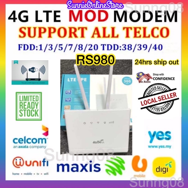 🌟New🌟Modified Modem 4G Router/CPE Wifi Modem With SIM Slot RS980 wifi ...