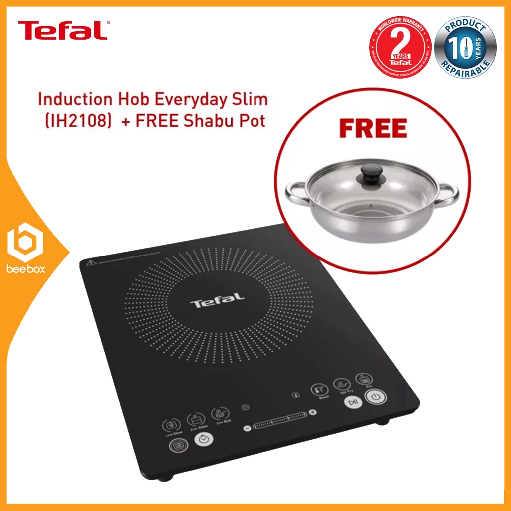 Tefal IH2108 Everyday Slim Induction Hob 2100W / Black + Shabu Pot ...