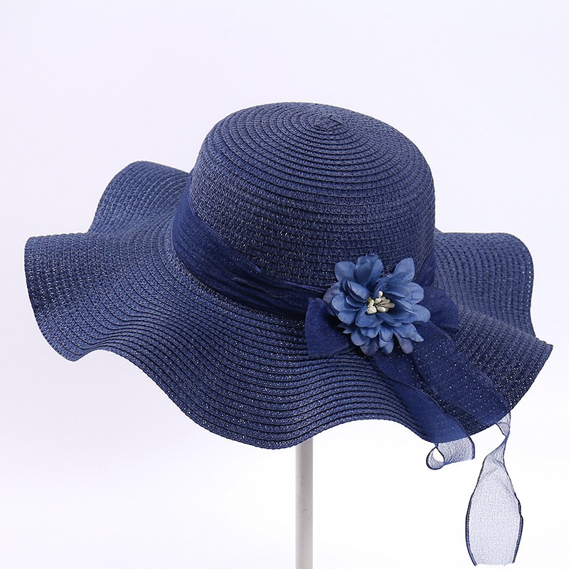 (La Youth) Summer Lady Straw Hat Outdoor Sun Protection Beach Hat (Blue ...
