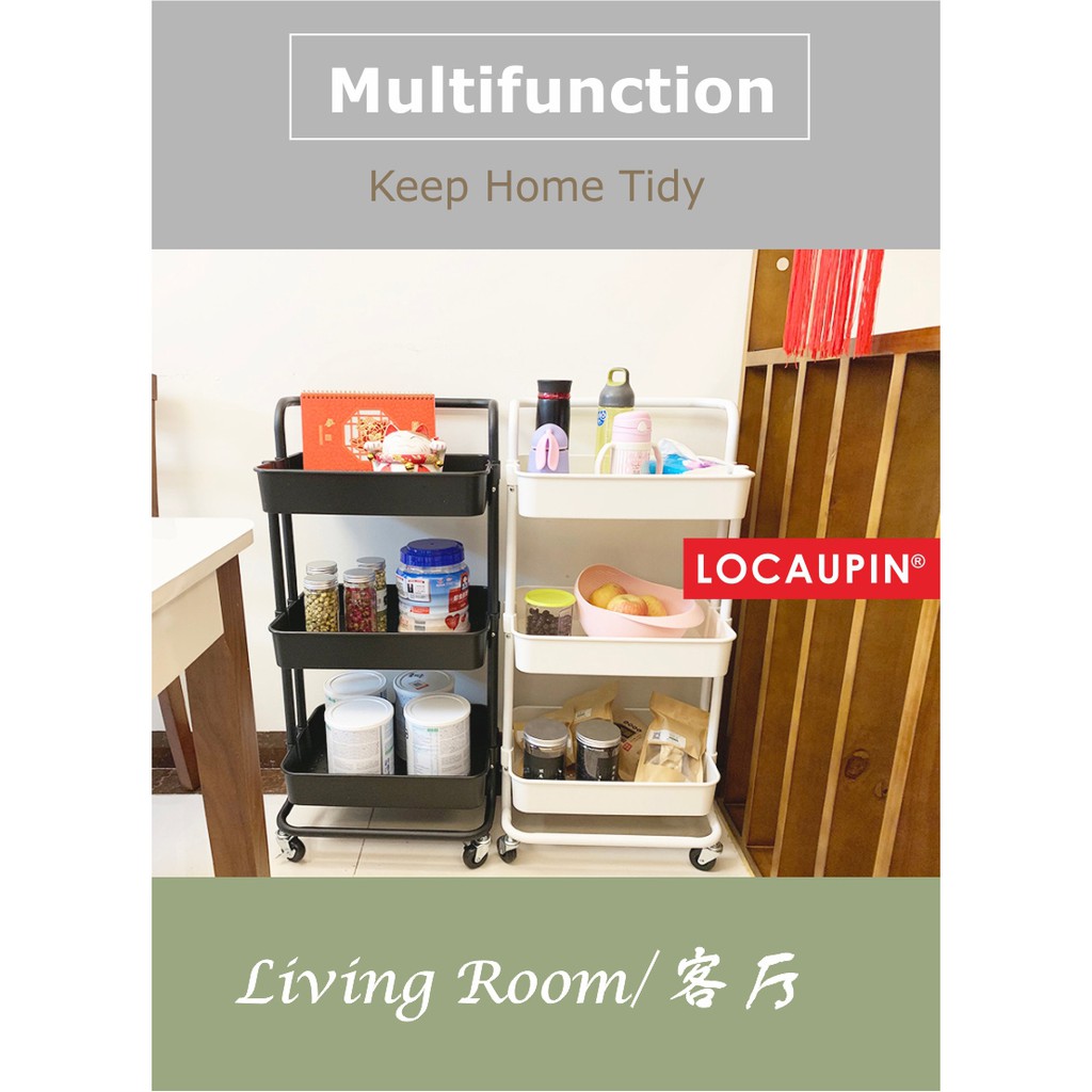 3 Tier Trolley Storage Racks, Office Shelves,Book shelves/Rak Troli 3 ...
