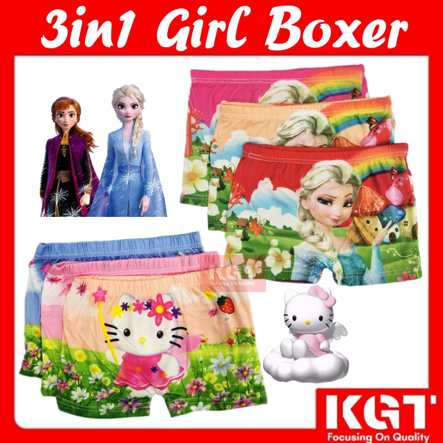 GIRL BOXER 3IN1 KIDS CARTOON FROZEN HELLO KITTY LITTLE PONY SELUAR ...