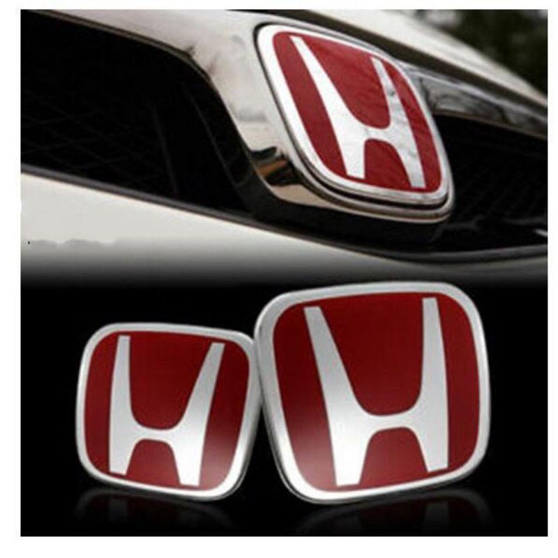 1PCS HONDA CAR EMBLEM LOGO RED+CHROME (FRONT & REAR) | Shopee Malaysia