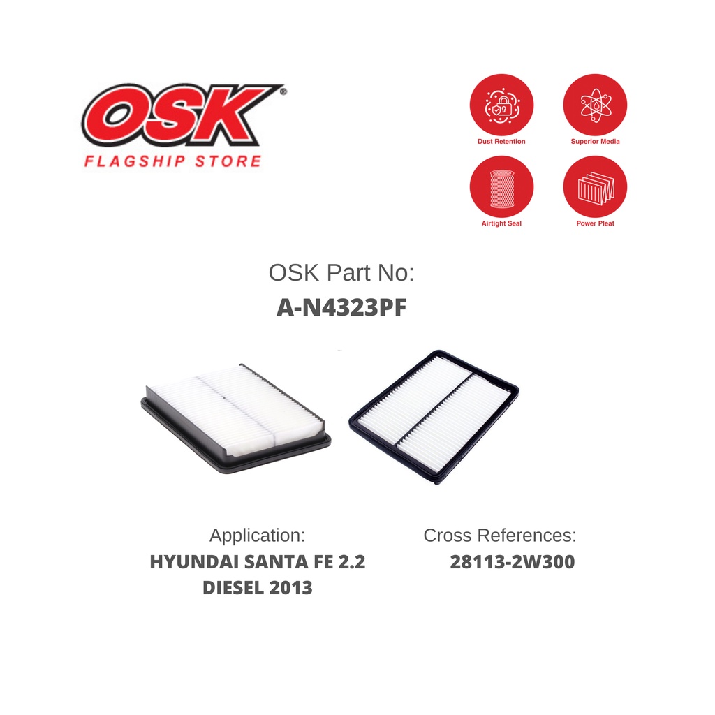 OSK AIR FILTER for HYUNDAI SANTA FE 2.2 DIESEL 2013 28113-2W300 ...