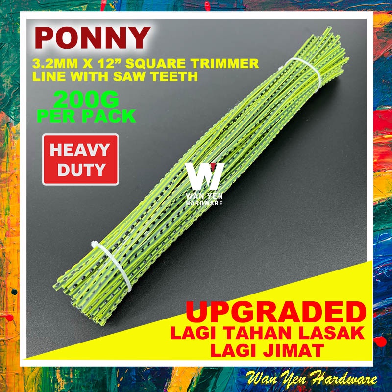 3.2mm x 12" PONY Brush Cutter Trimmer Line / Tali mesin rumput / Nylon ...