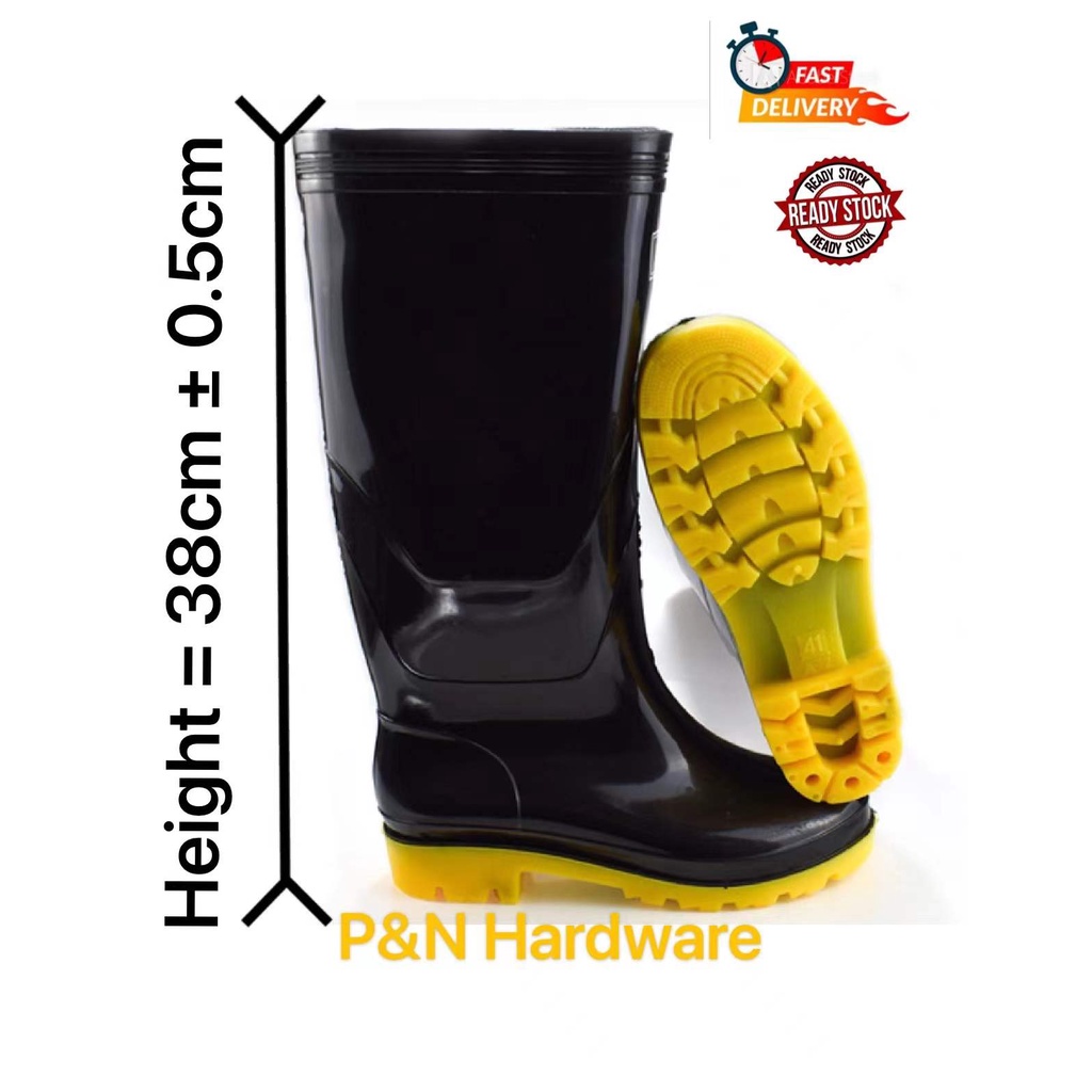 100% Quality Black Rubber Rain Boots/Kasut Air Getah/Kasut Boot/Kasut ...