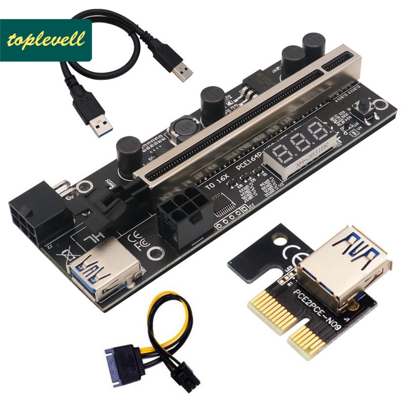 TPL Riser Card PCIE Riser 1x to 16x Graphic Extension with Temperature ...