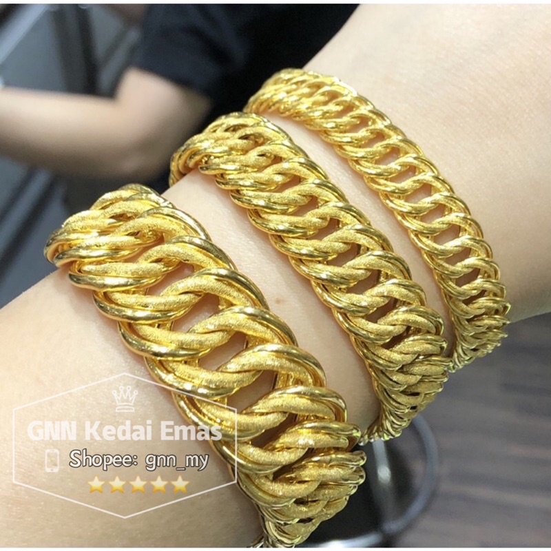 EMAS 375 RANTAI TANGAN COCO KAIT LIPAN DOUBLE 375GOLD BRACELETS ...