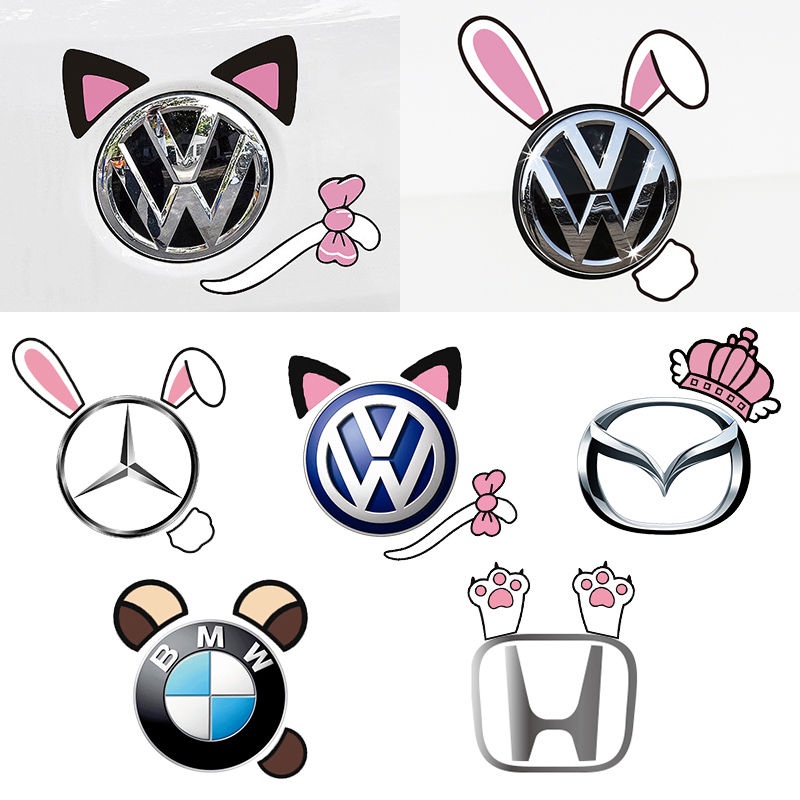 Car cartoon personality rabbit ears car stickers Funny creative car ...