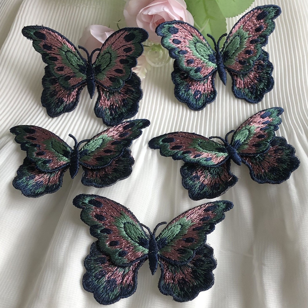 Encrypted Color Butterfly Embroidery Cloth Stickers Double-Layer Water ...