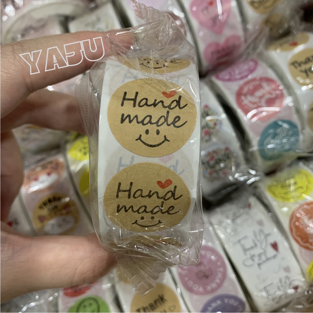 【YAJU!】Thank You & Handmake Sticker 25MM Label Seal Love Terima Kasih ...
