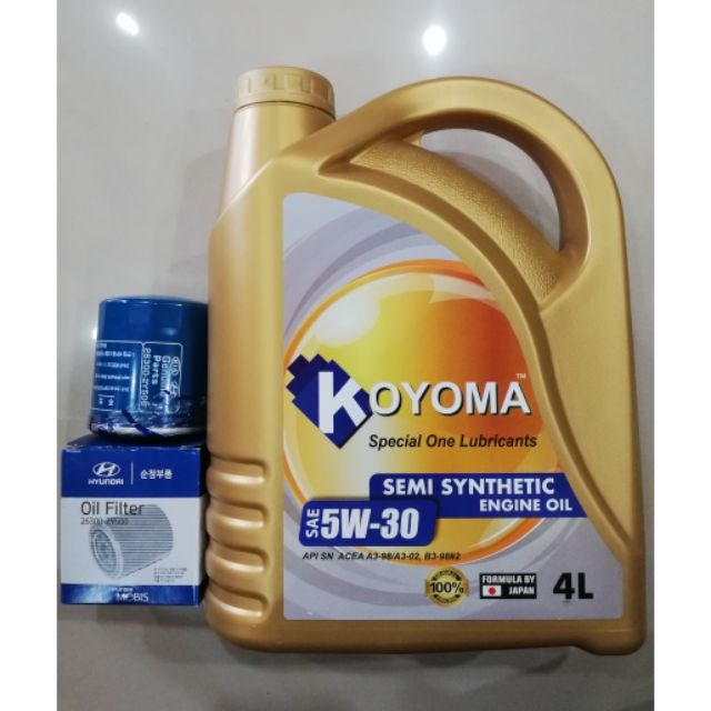 HYUNDAI /KIA OIL FILTER 26300-2Y500 + KOYOMA 5W30 SEMI SYNTHETIC ...