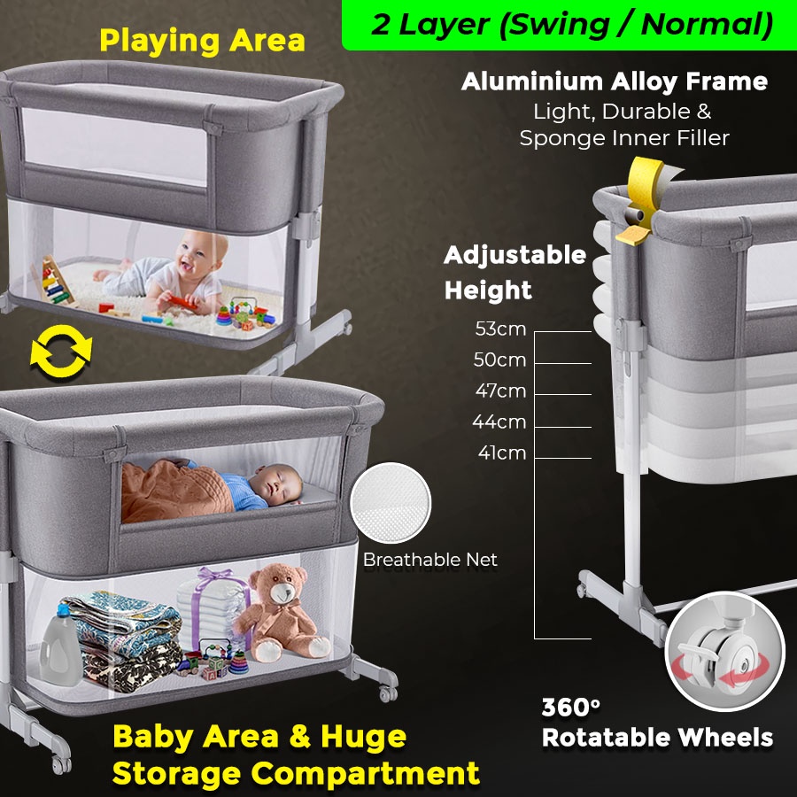 Foldable Baby Cot Katil Baby Portable Baby Swing Bed Travel Newborn ...