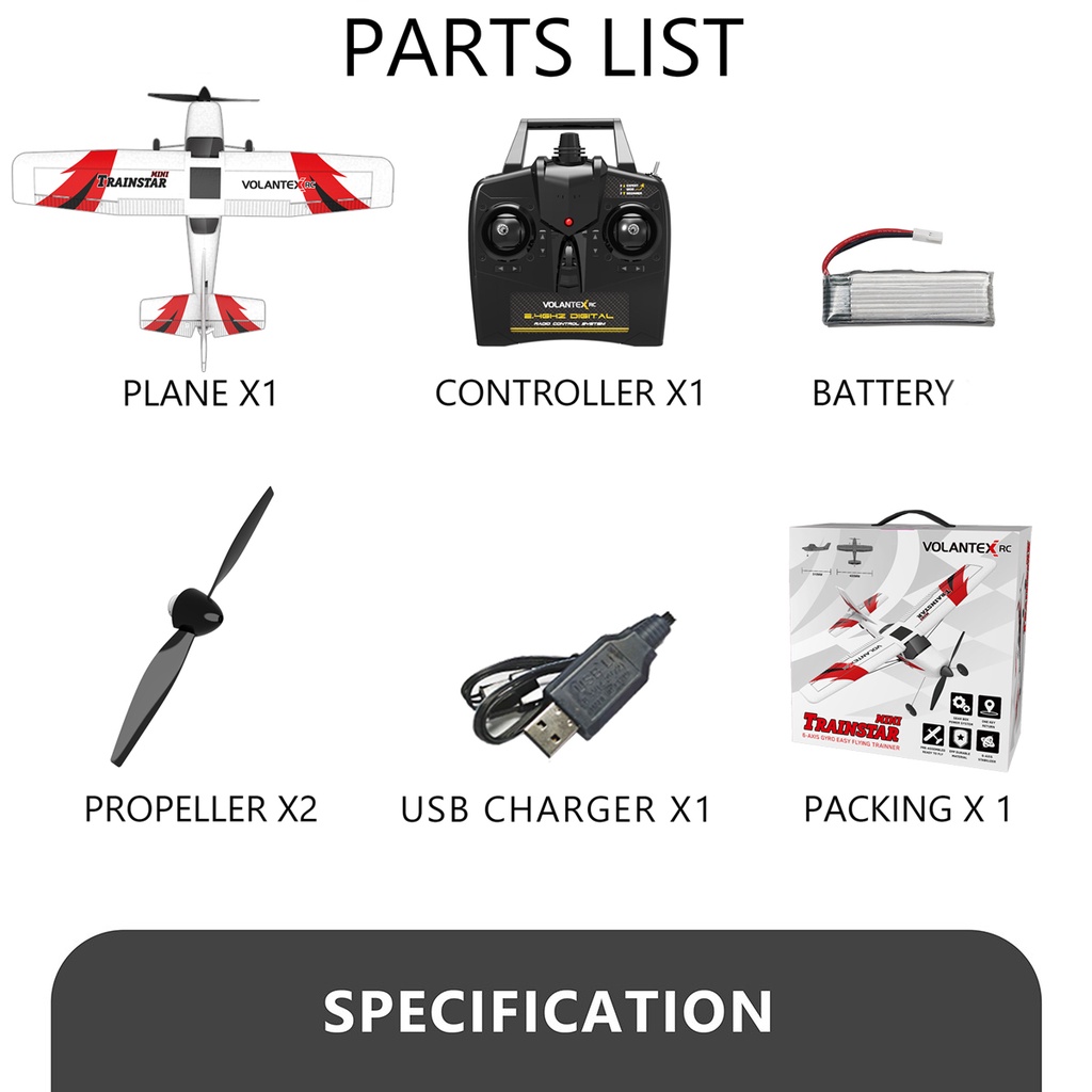 Volantex RC Airplane Mini Trainstar 2.4GHz 3CH 3level flight control ...