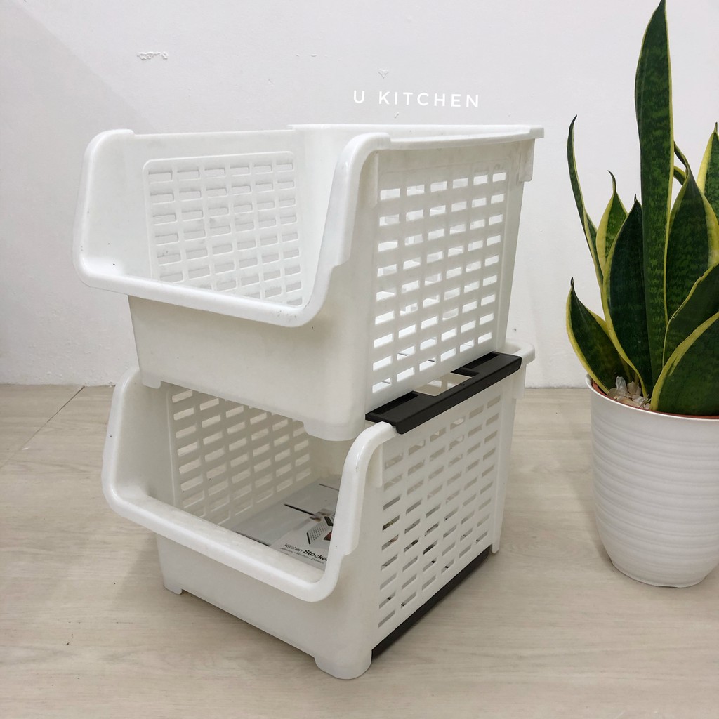 Felton Multipurpose Stackable Rack Bathroom Kitchen Storage With Wheel ...