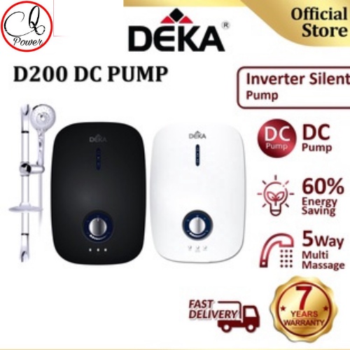 Deka Water Heater Shower with DC Inverter Pump D200 Black/White ...