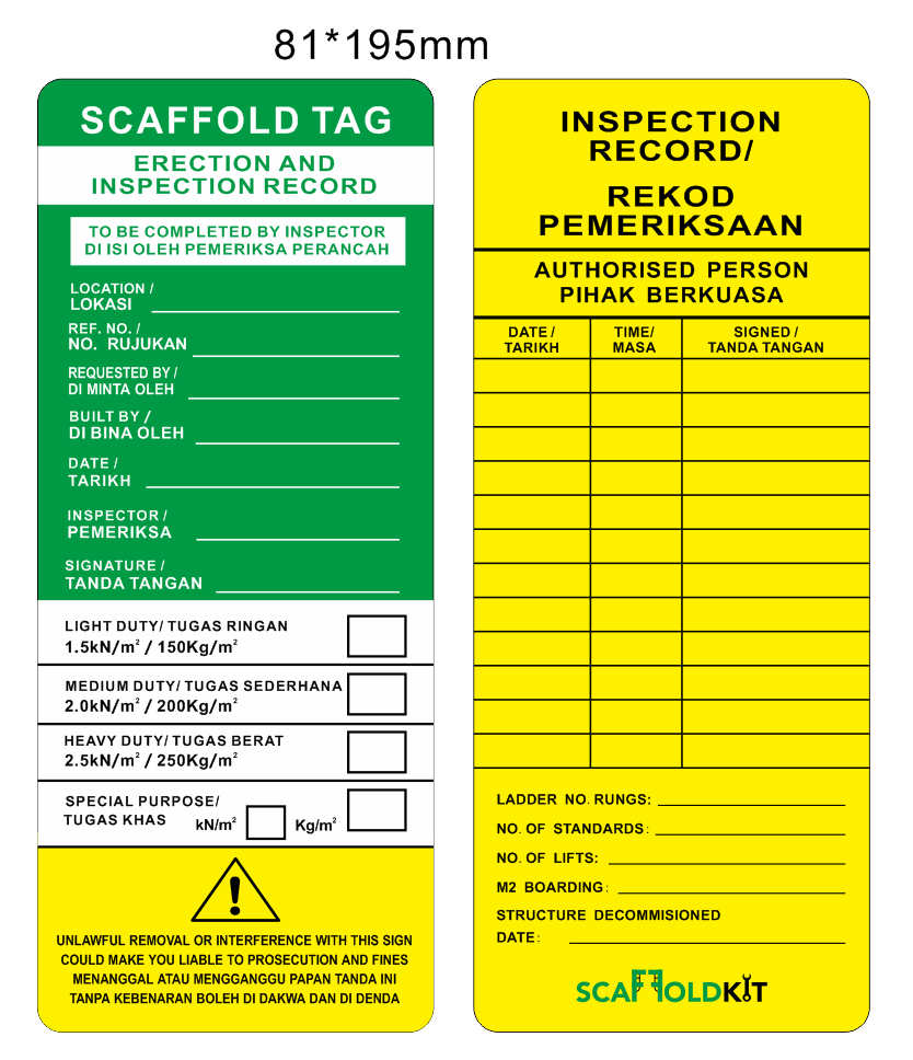 SCAFFOLDING TAG/SCAFFOLD TAG - MALAY VERSION (SCAFFOLDKIT) | Shopee ...