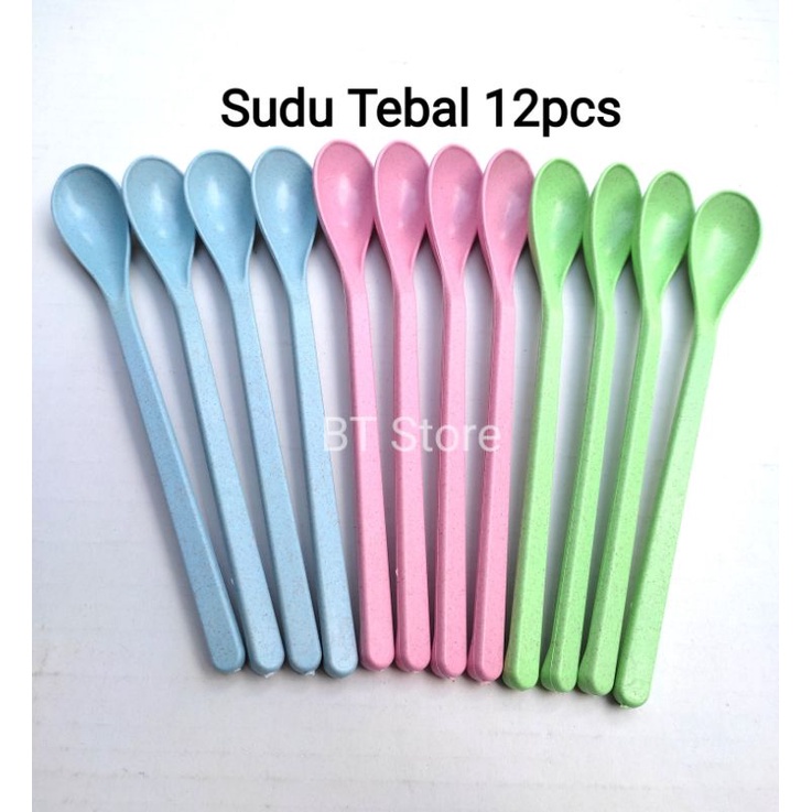 [Ready Stock]12pcs set Sudu/Garfu Plastik Tebal Long Plastic Spoon Fork ...