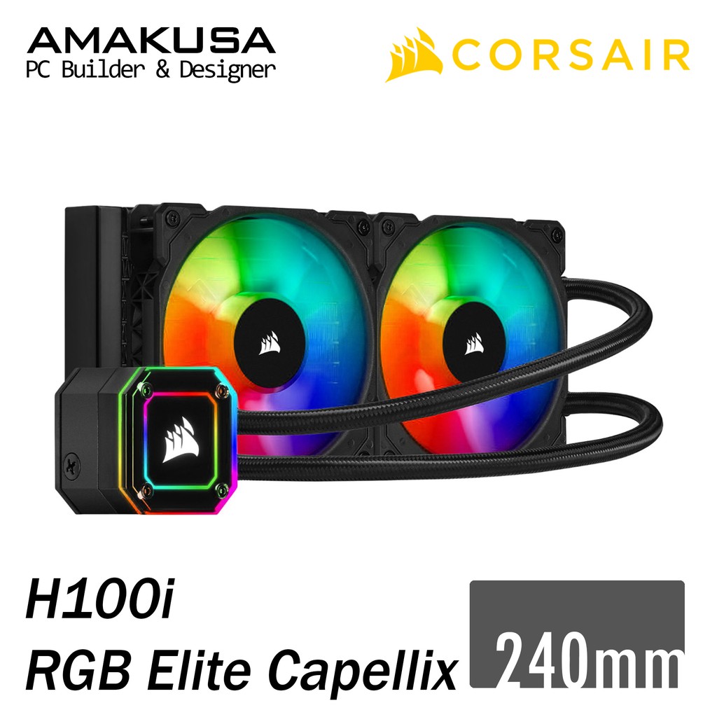 Corsair RGB Elite Capellix H100i 🌈 240mm AIO Liquid Cooling CPU Cooler ...