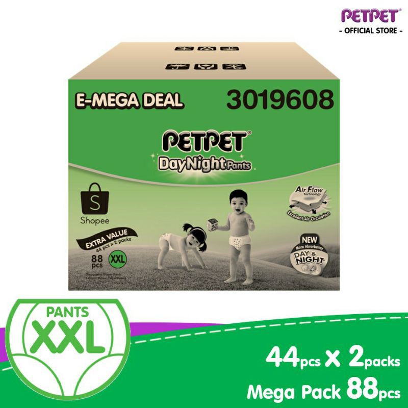 🔥 SALE 🔥 Baby Diapers DayNight PETPET - XXL44 (2Packs) | Shopee Malaysia
