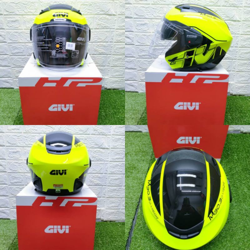 GIVI Helmet 30.3 DOUBLE VISOR Neon Yellow S M L XL WASHABLE SPAN VISOR ...