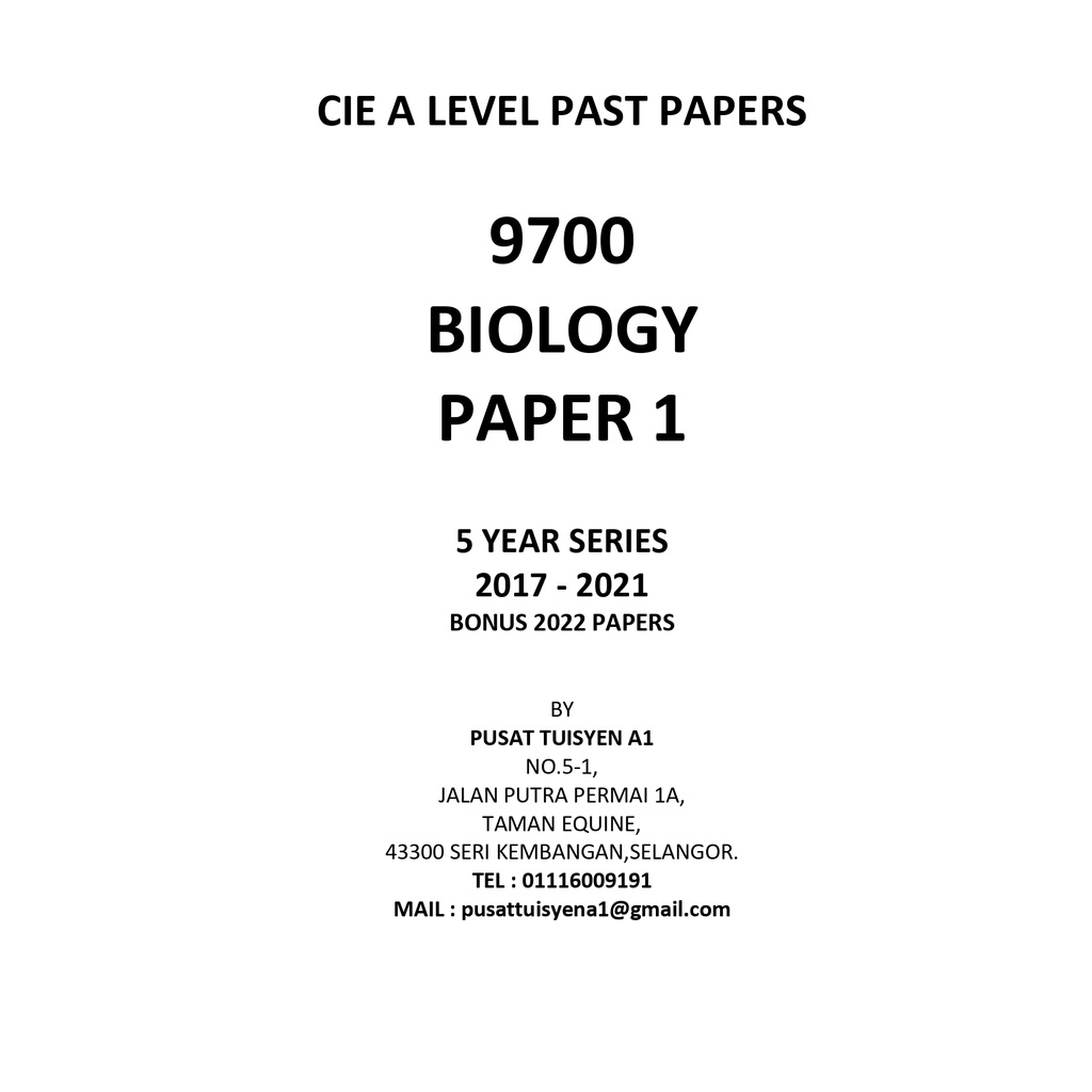 A Level Past Year Papers Biology 9700 | Shopee Malaysia