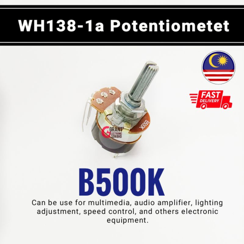WH138-1a B500K Single Potentiometer Dimmer 500K VR Speed control ...