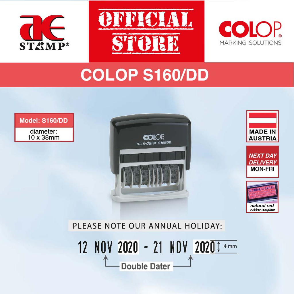 Custom Made COLOP Dater Stamp | DoubleDate Stamp | Self Inking Stamp | chop custom made name ...