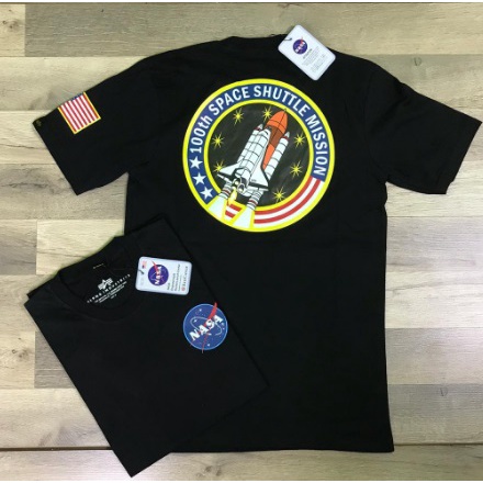 Nasa T-Shirt BY ALPHA INDUSTRY SPACE SHUTTLE BLACK UNISEX AUTHENTIC ...